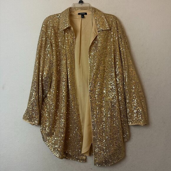 torrid | Jackets & Coats | Torrid Gold Sequin Mesh Open Front Duster Sz ...